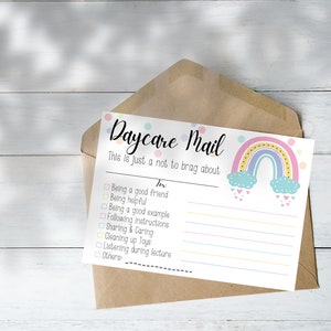 Boho Rainbow Daycare Mail - Day-care - Note From Daycare Teacher ...