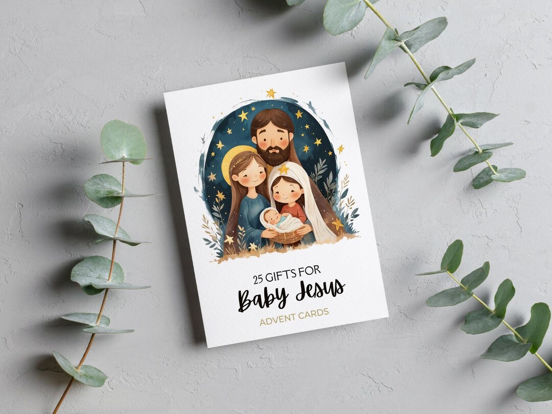 25 Gifts for Baby Jesus Advent Cards, Christian Christmas Countdown ...