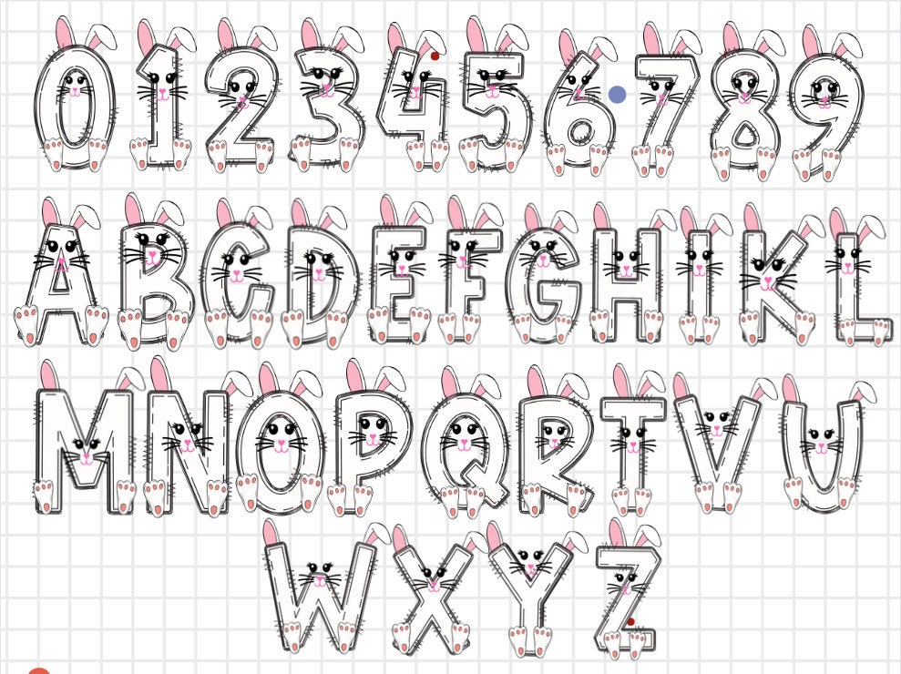 Easter Alphabet Letters PNG Bundle, Hand Drawn Doodle, Easter Eggs ...
