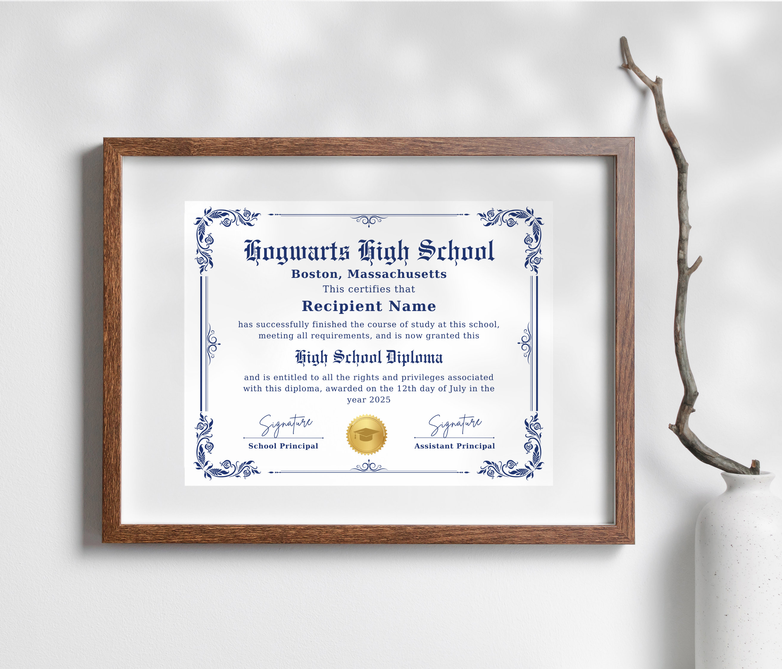 Homeschool Diploma Template High School Diploma Copy | Instant