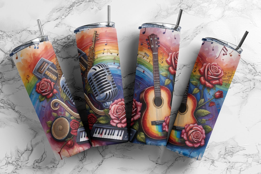 Music Lover Tumbler | Music Notes Wrap | Guitar Tumbler | Piano Tumbler ...