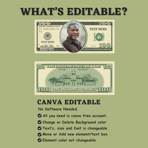 100 Dollar Bill Template, Custom Game Party Play Money, Add Your Text ...