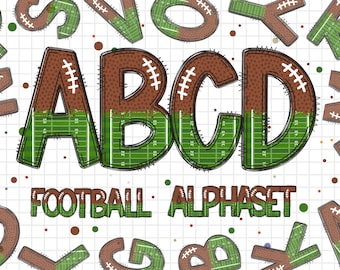 Football Alphabet Letters PNG Bundle, Grid Iron Sports Doodle Letters ...