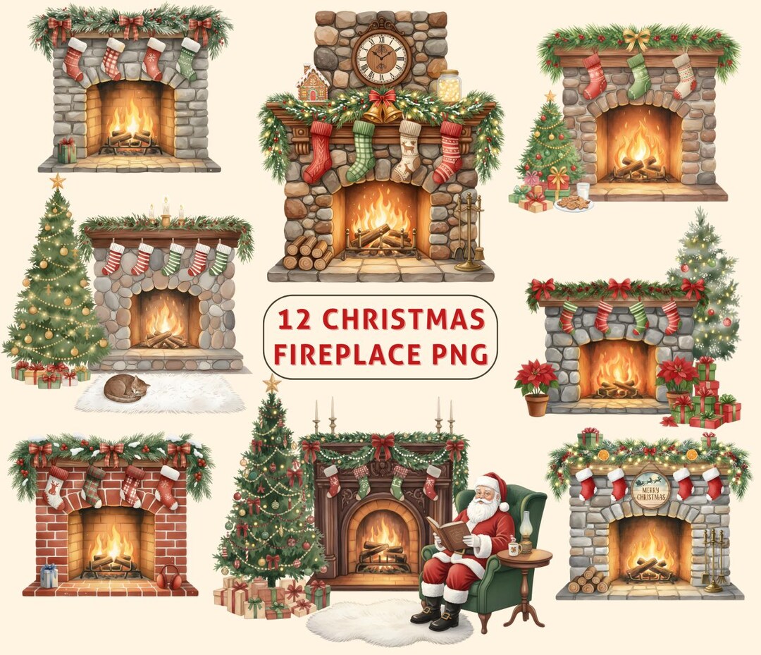 Xmas Fireplace PNG | Fireplace Stockings | Kids Christmas PNG | Xmas ...