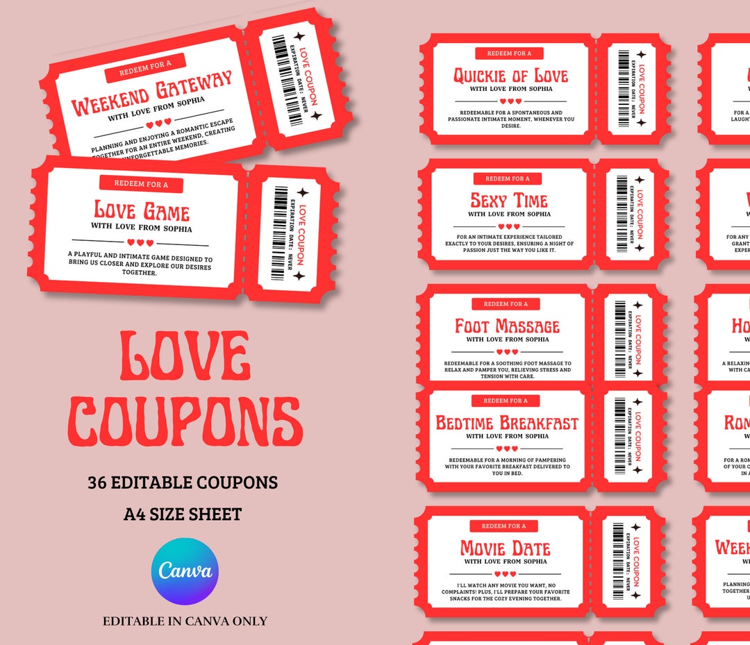 Love Editable Coupon Template, Printable Love Coupons, Coupon Book ...