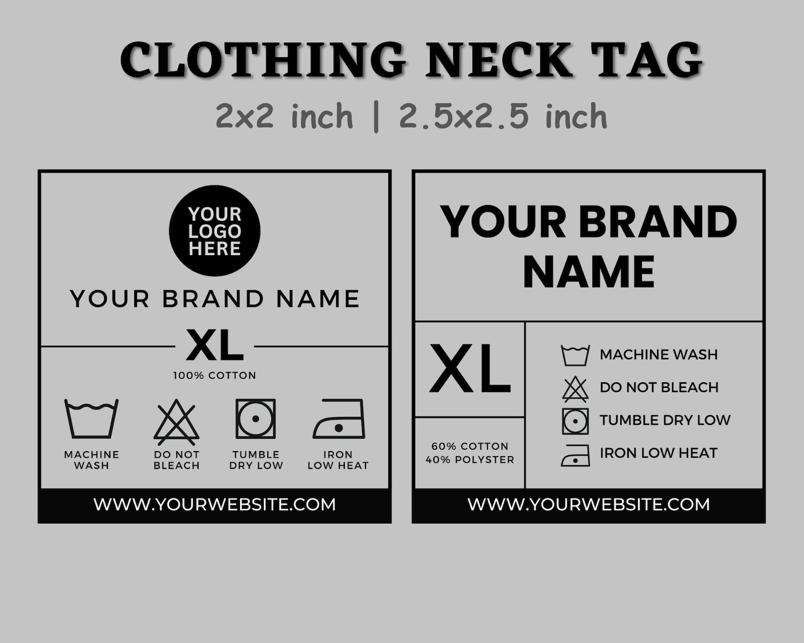 Editable Clothing Tag Bundle, T-shirt Neck Label Tag, DIY Garment Care ...