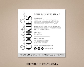 Cottage Food Label Home Baked Goods Label Printable Food Label Cottage ...