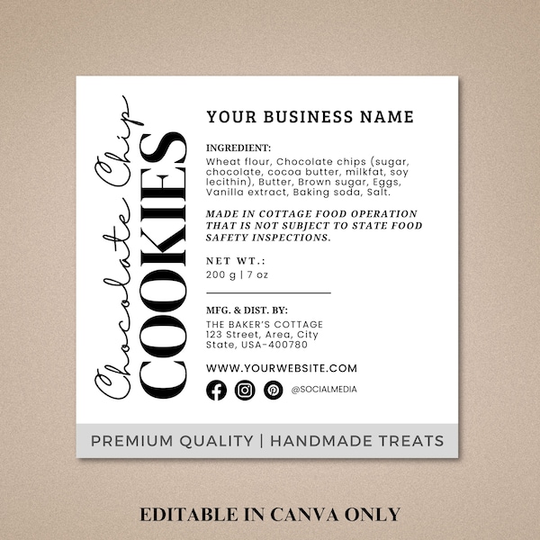 Cottage Food Label - Etsy