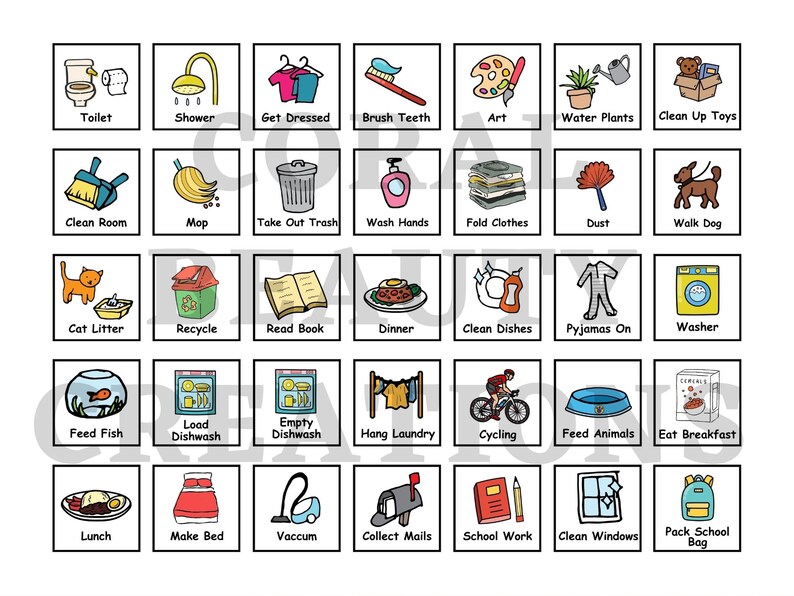 Kids Daily Responsibilities Chart, Printable Daily Routine, Chore Chart ...