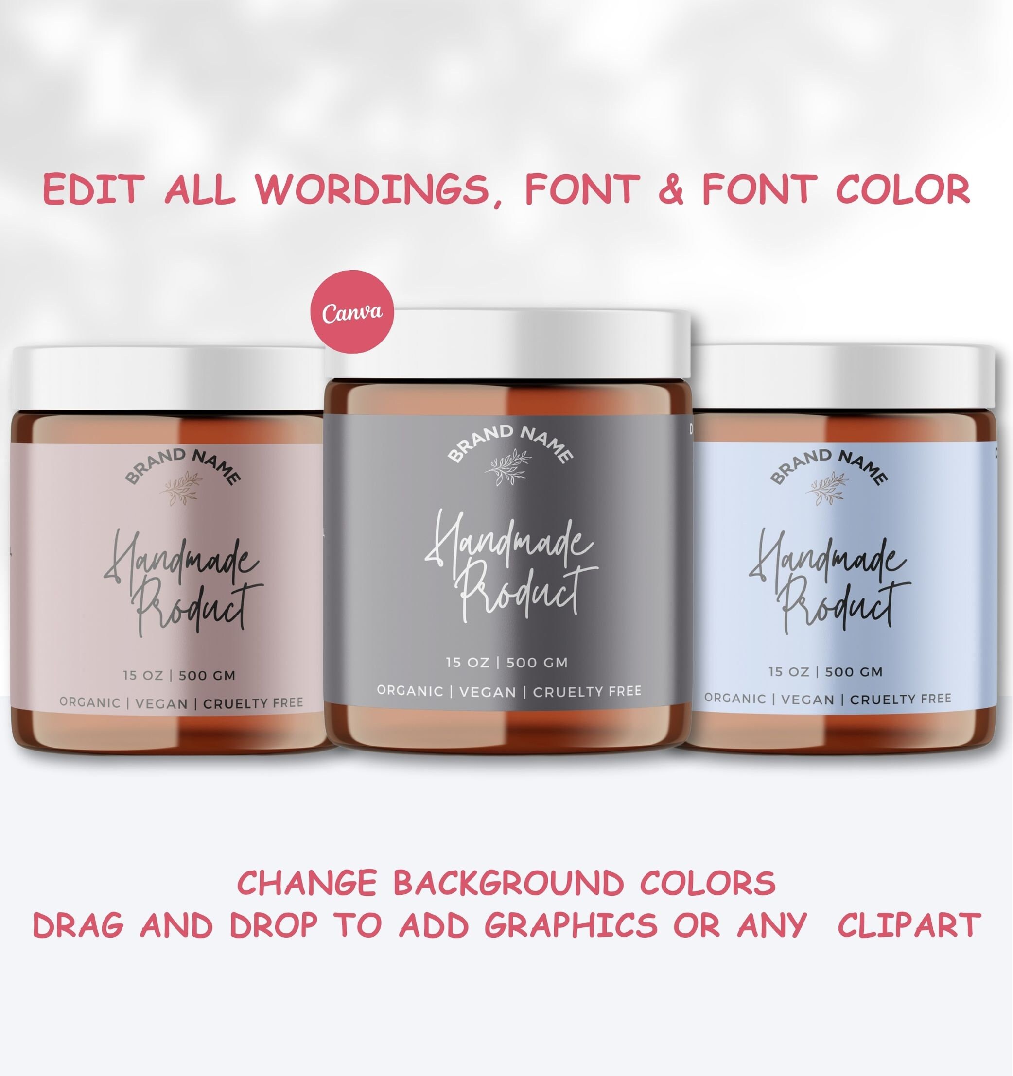 Minimalist Wrap Around Jar Label Template 4 Sizes: 2x6 / 2x7/ 2.5x8 / 2 ...