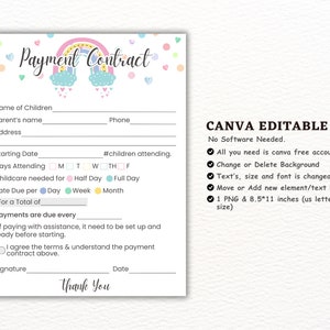 Daycare Payment Form, Editable Payment Slip, Daycare Enrollment Forms ...