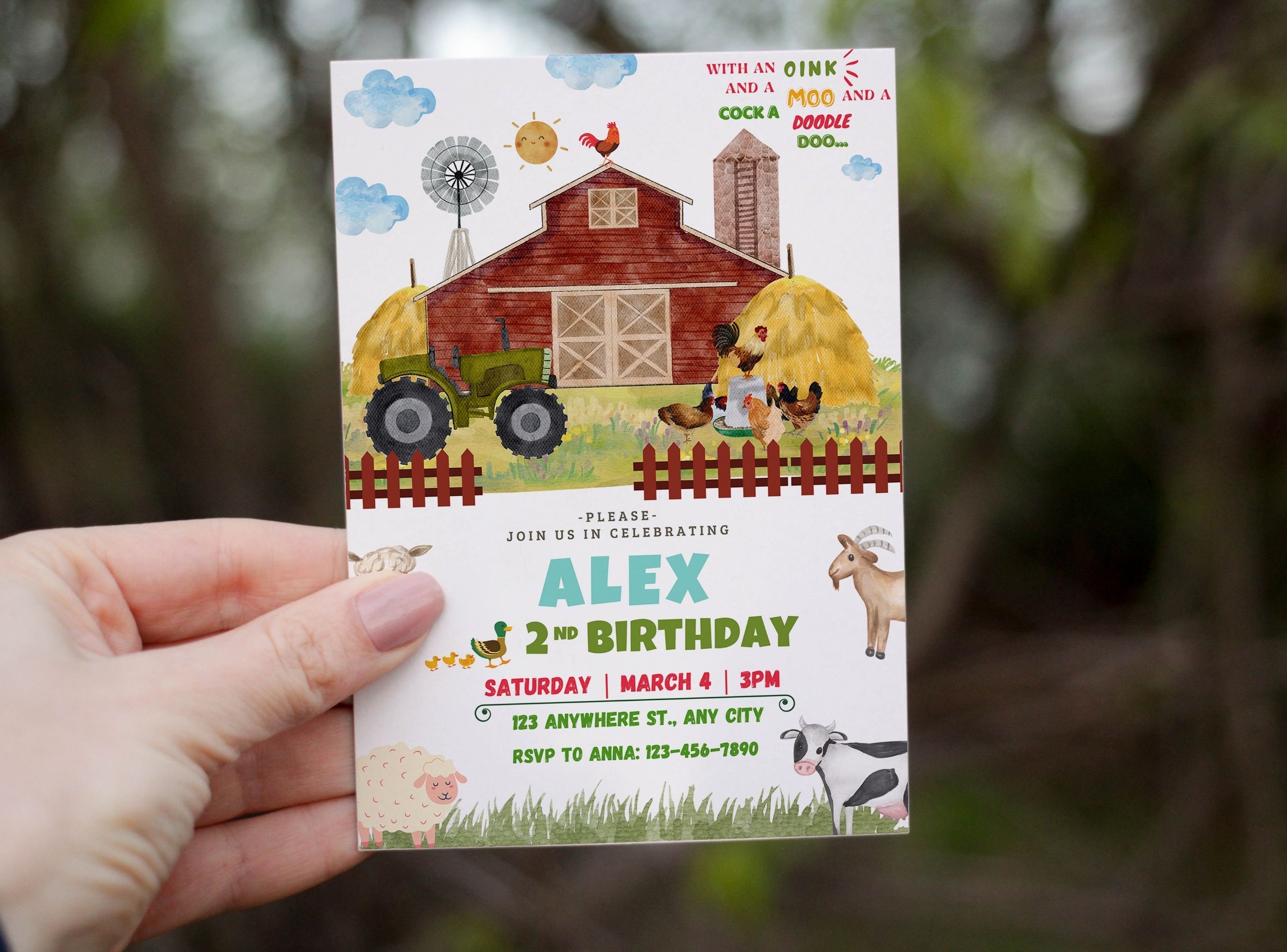 Farm Birthday Party Invitation Template, Farm Animals Birthday ...
