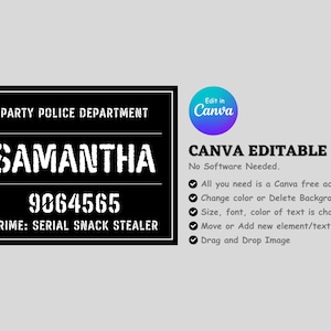 Editable Mugshot Sign Board, Police Party, Photo Booth Prop, Mug Shot ...
