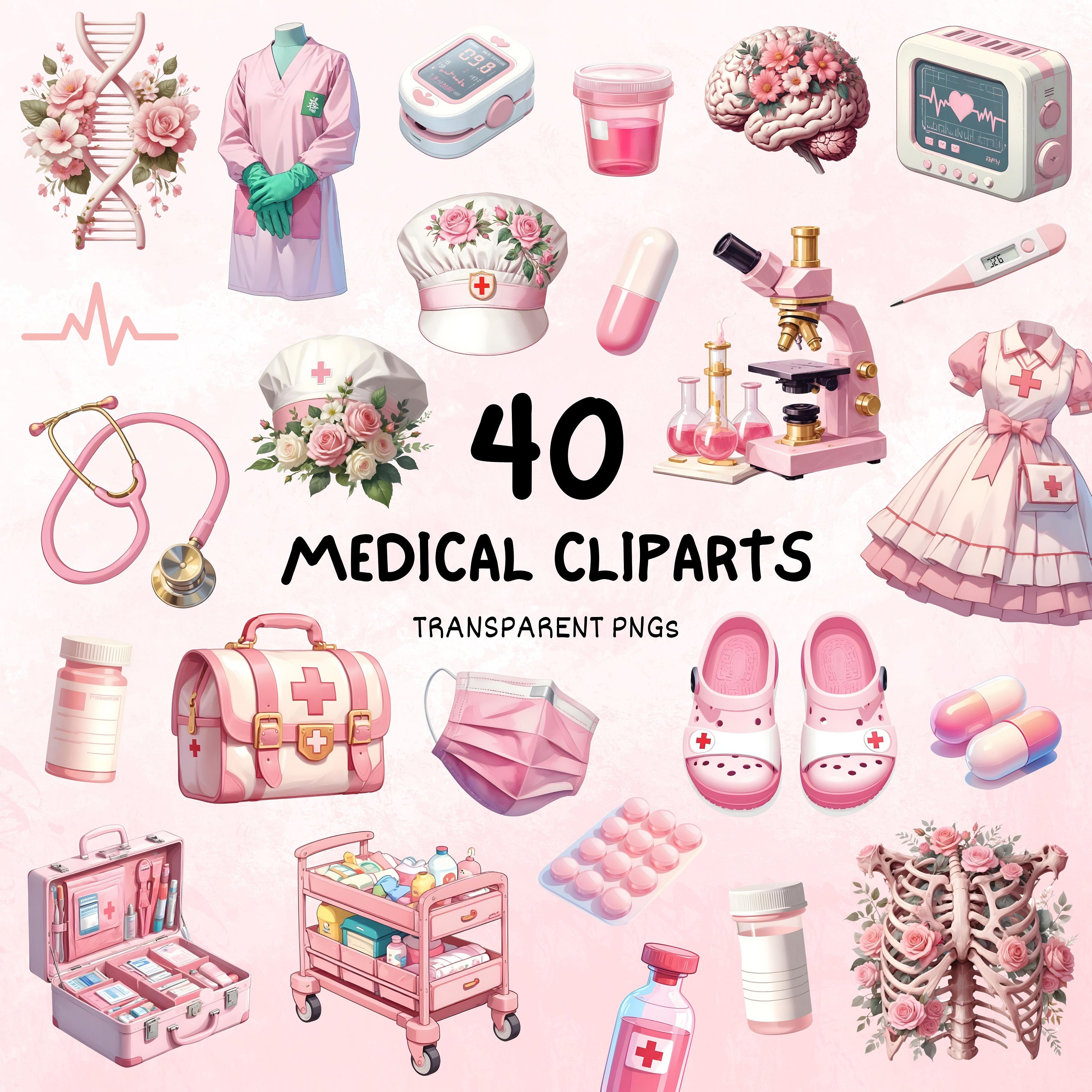 Medical Elements Clipart, Healthcare Projects Digital Planner, Medical ...