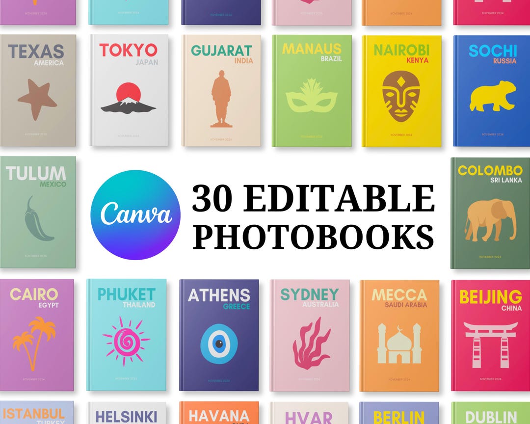 30 Travel Print Photo Book Template, Travel Journal Printable, Family ...