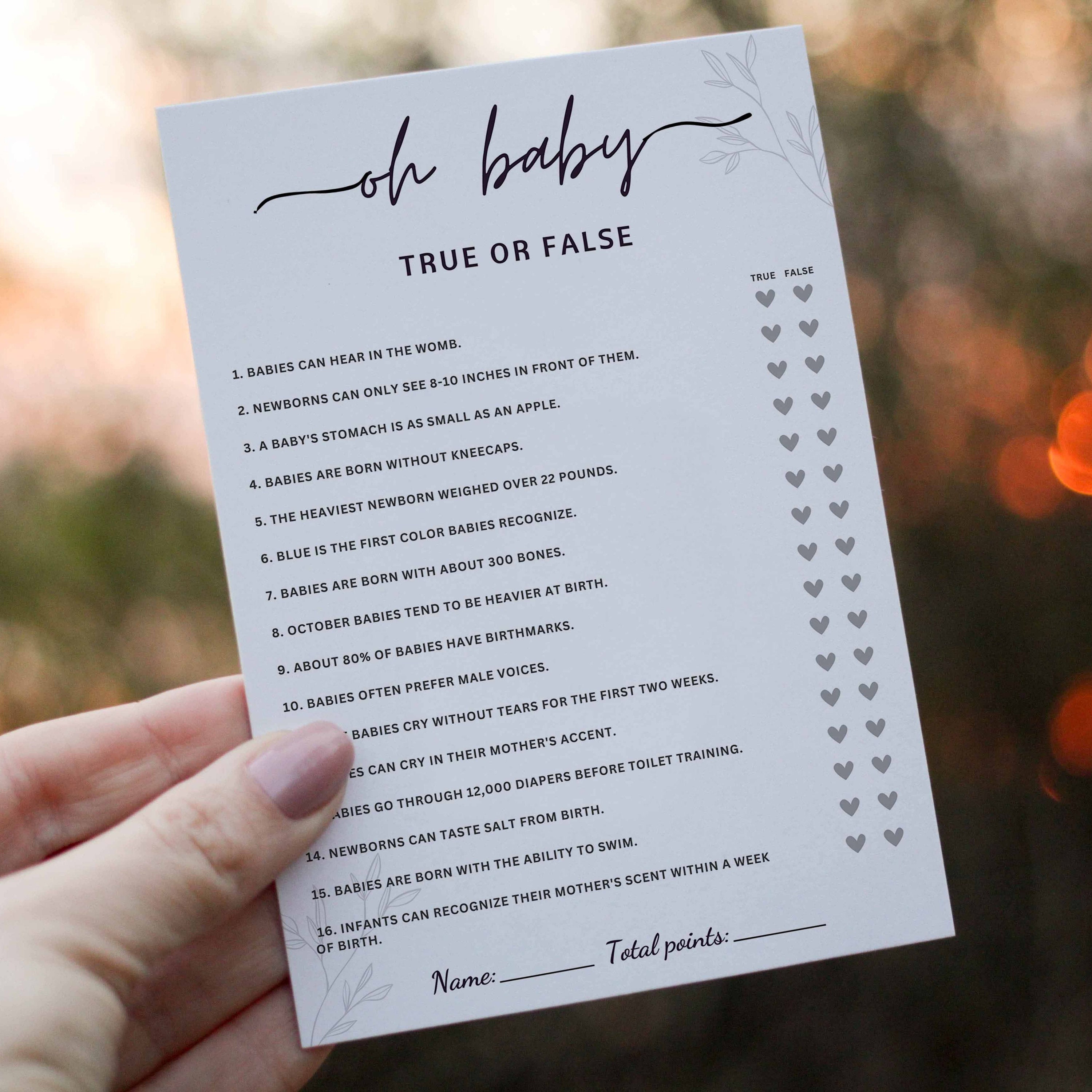 Baby Shower Game True or False | Baby Shower Games Printable | Oh Baby ...