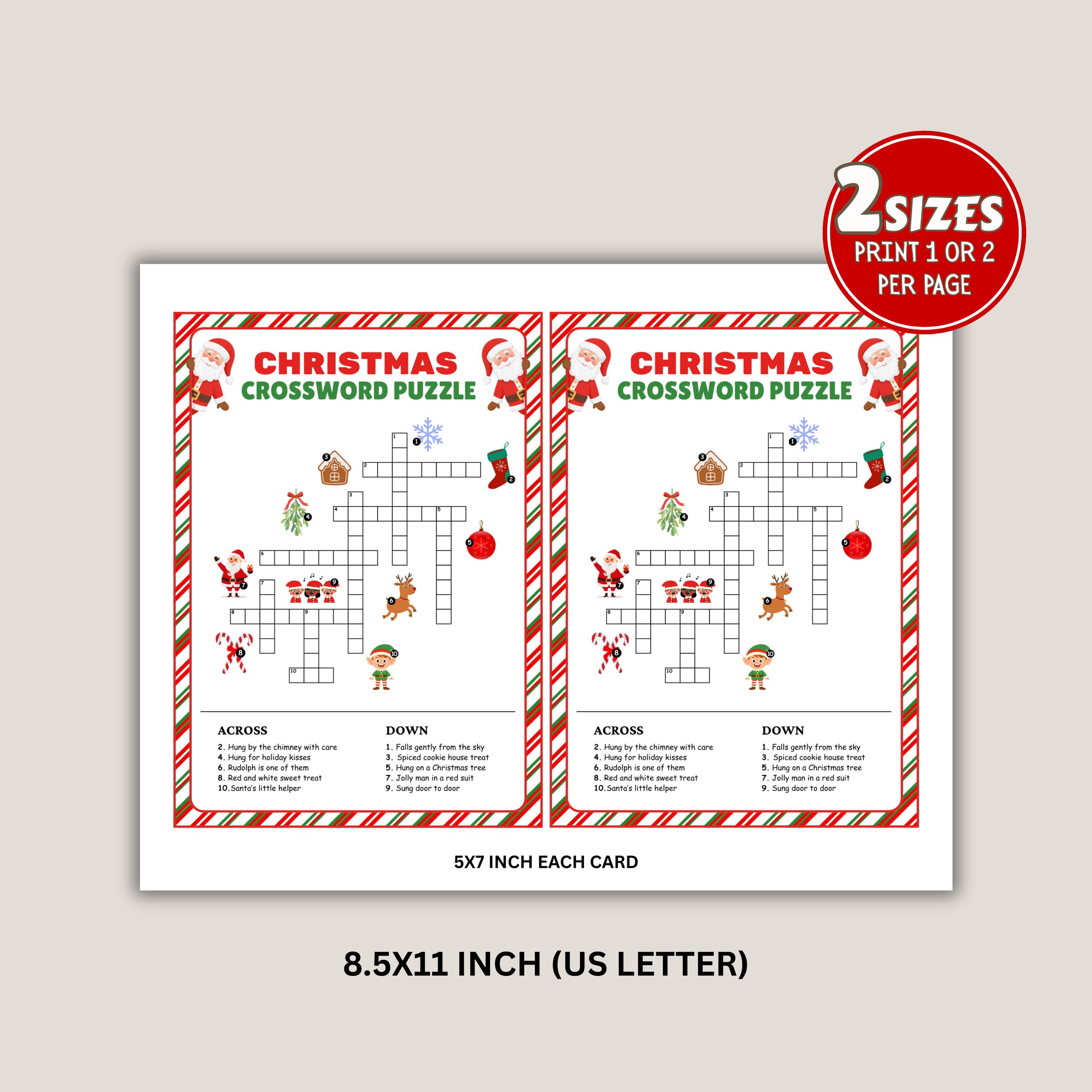 Christmas Crossword Puzzle, Kids Christmas Word Games Activities ...