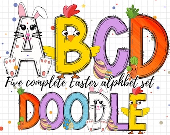 Easter Alphabet Letters PNG Bundle, Easter Eggs, Spring Floral, Easter ...