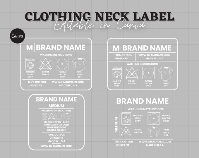 Editable Clothing Tag Bundle, T-shirt Neck Label Tag, DIY Garment Care ...