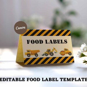 Construction Party Food Labels - Printable Construction Food Tent ...