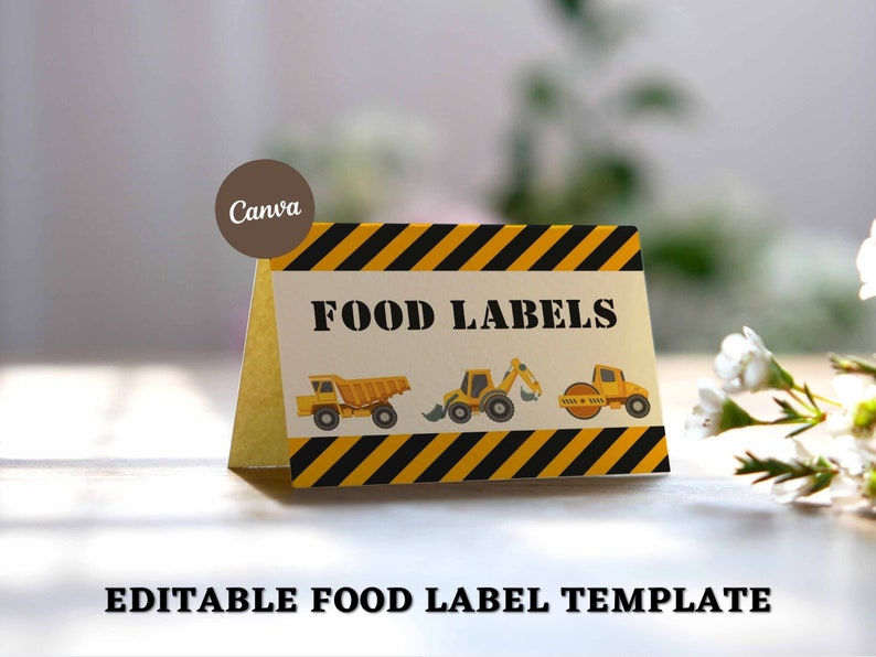 Construction Party Food Labels - Printable Construction Food Tent ...