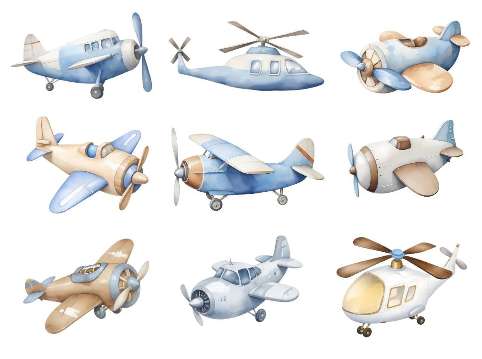 Air Transport Watercolor Clipart | Nursery Decor | Baby Boy Its a Boy ...