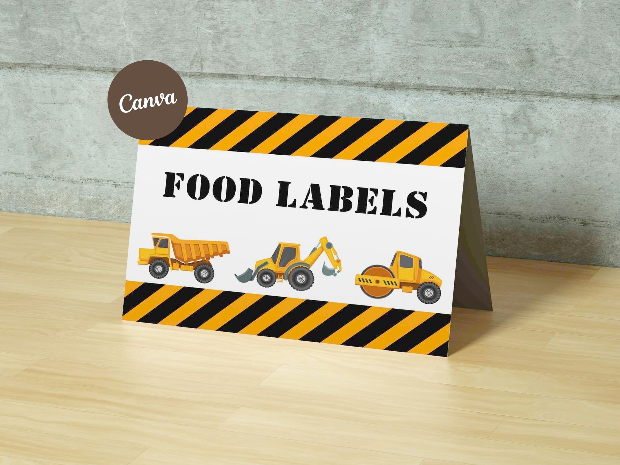Construction Party Food Labels - Printable Construction Food Tent ...