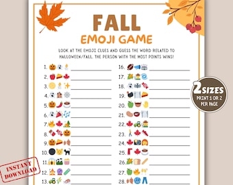 Autumn Emoji Pictionary Game, Printable Fall Emoji Quiz, Emoji Guessing ...