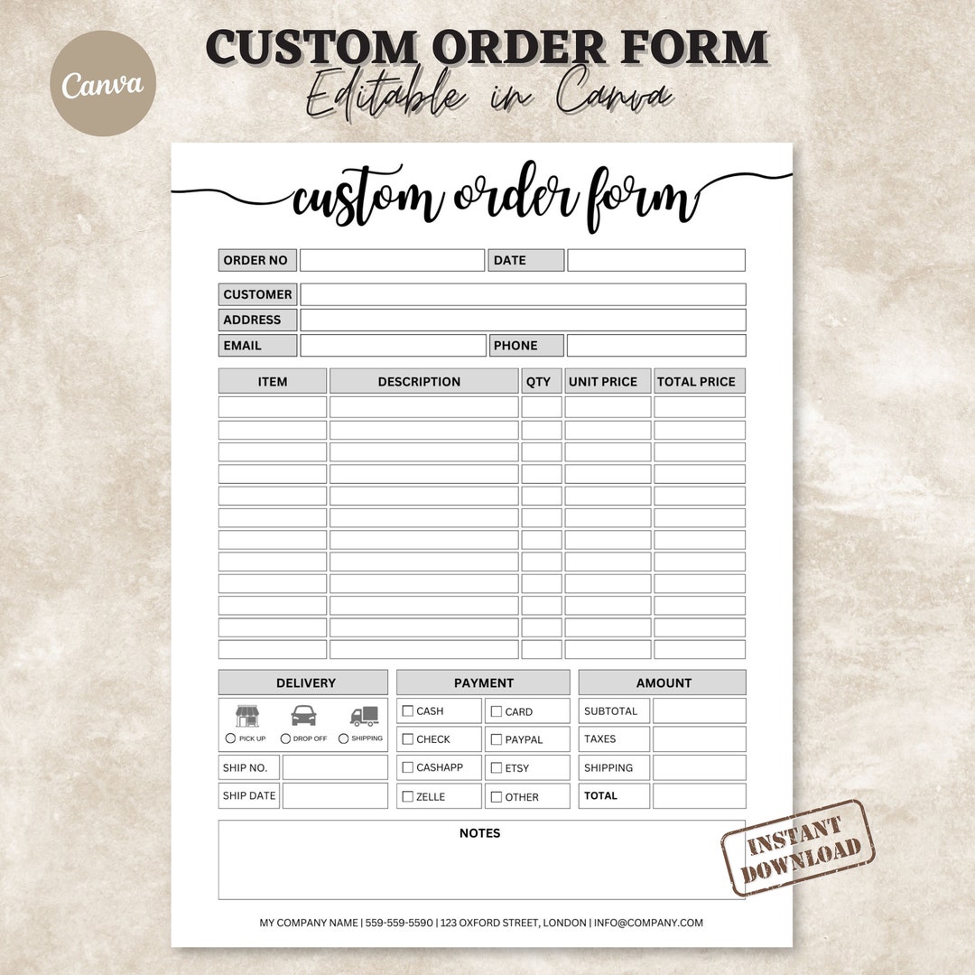 Order Form Editable | Crafters Order Form Template | Etsy Shop Craft ...