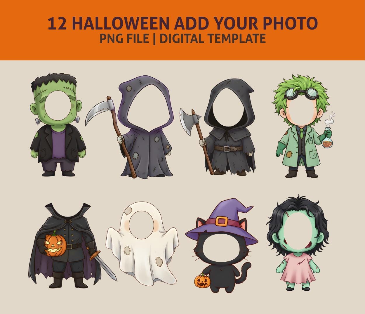 Halloween Add Your Own Photo Picture Bundle, Custom Photo PNG ...