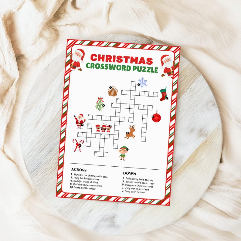 Christmas Crossword Puzzle, Kids Christmas Word Games Activities ...