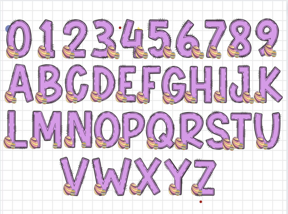 Easter Alphabet Letters PNG Bundle, Hand Drawn Doodle, Easter Eggs ...
