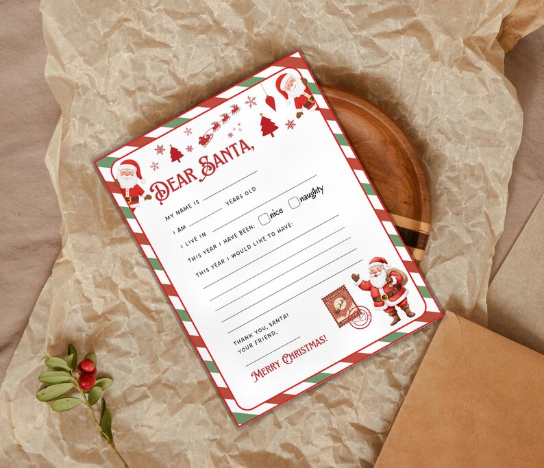Letter to Santa Editable, Santa Wish List Letters, Christmas Letter ...