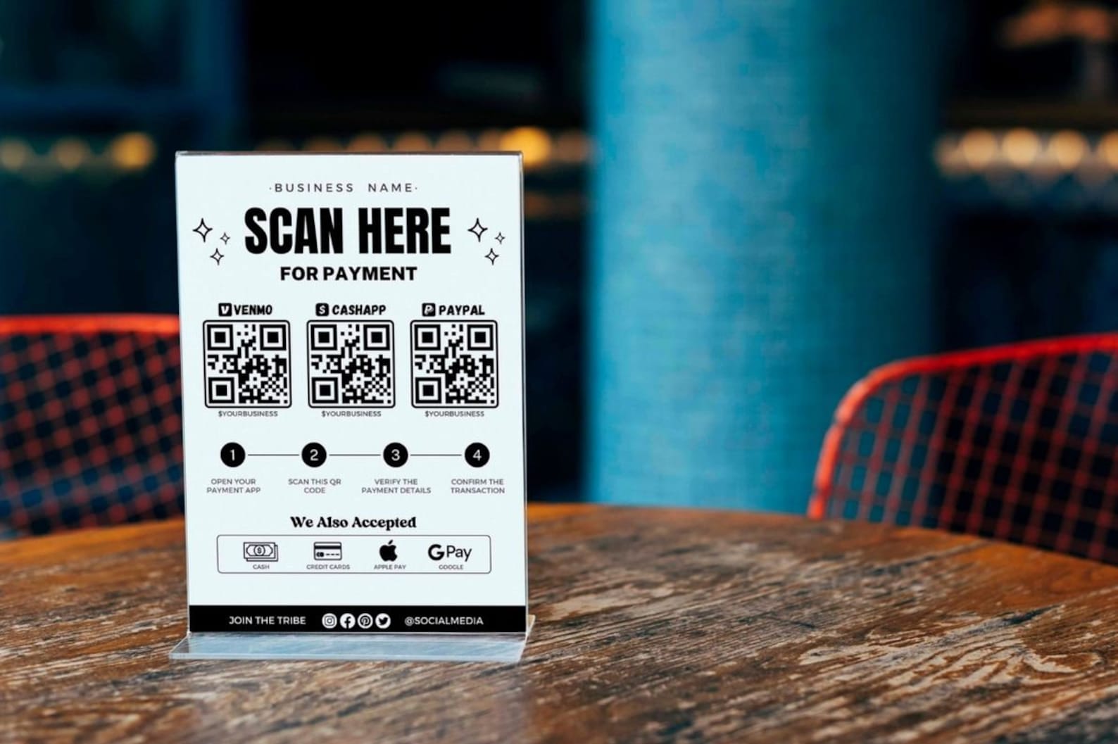 Retro Scan to Pay Sign Template, QR Code Sign, Printable Payment Sign ...