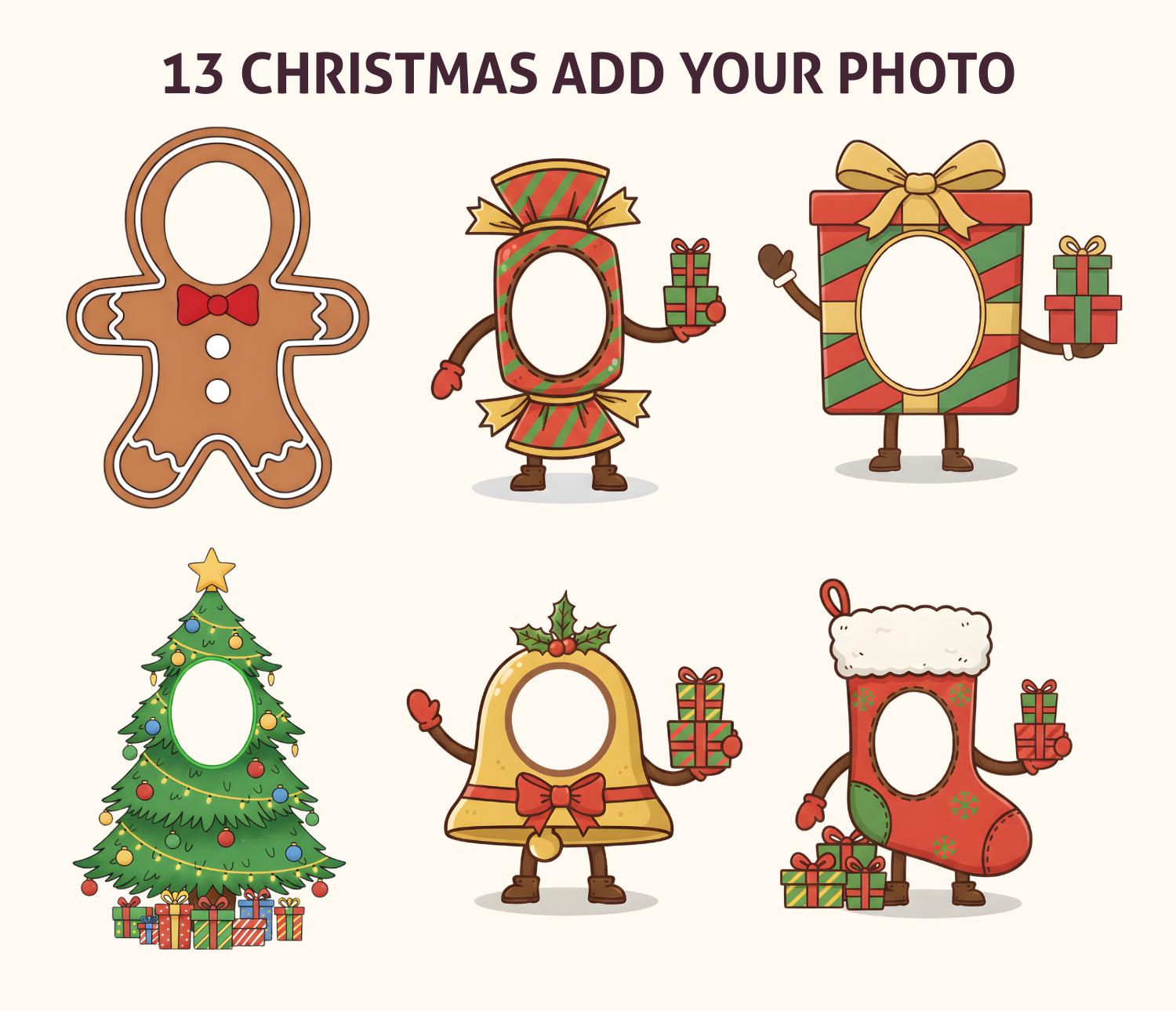 Christmas Add Your Own Photo, Xmas PNG Santa Elf Reindeer Snowman ...