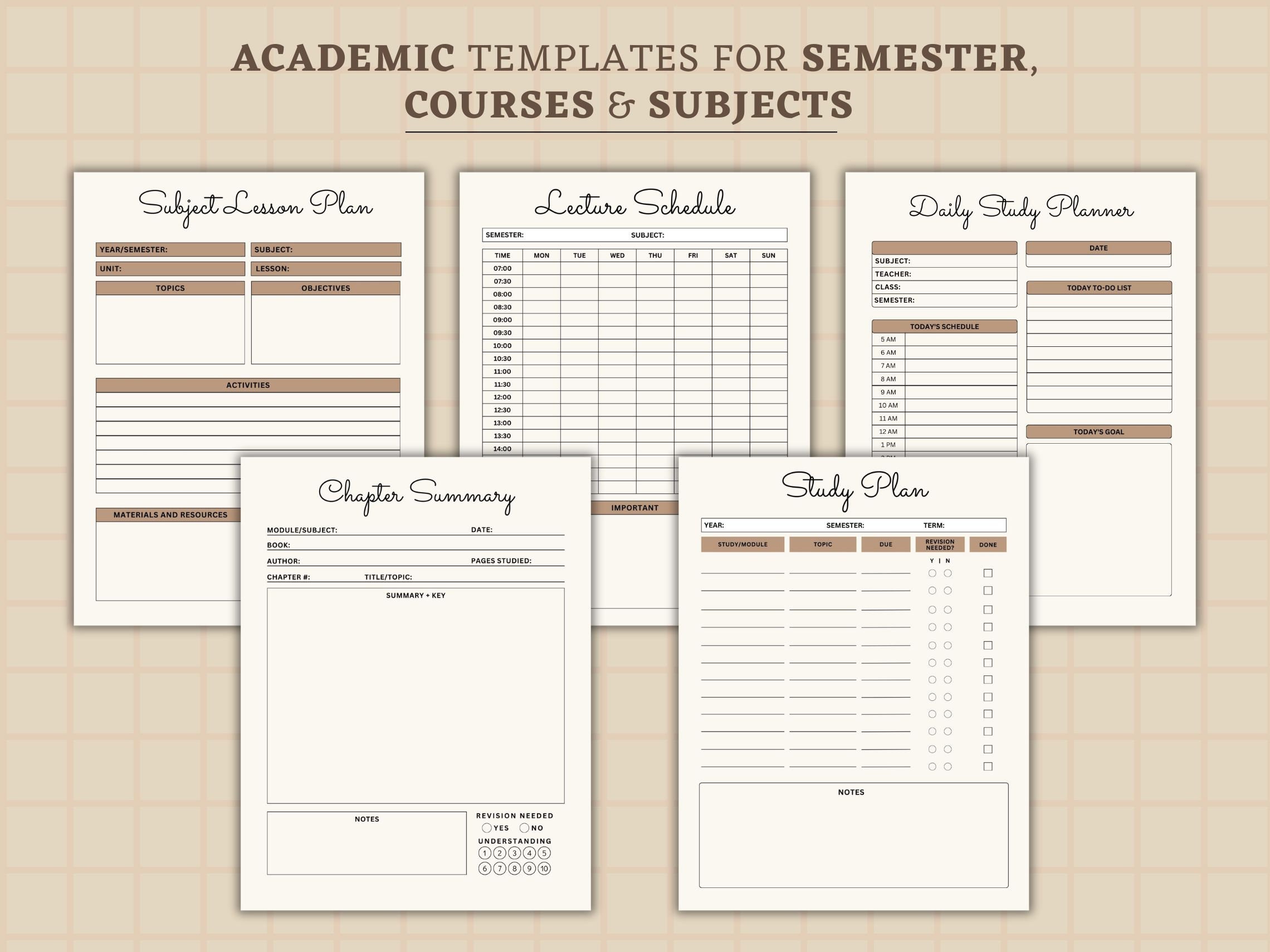 Printable Planner, Printable Student Planner Bundle, Study Planner ...
