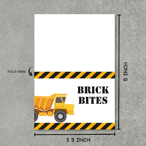 Construction Party Food Labels, Printable Construction Food Tent ...