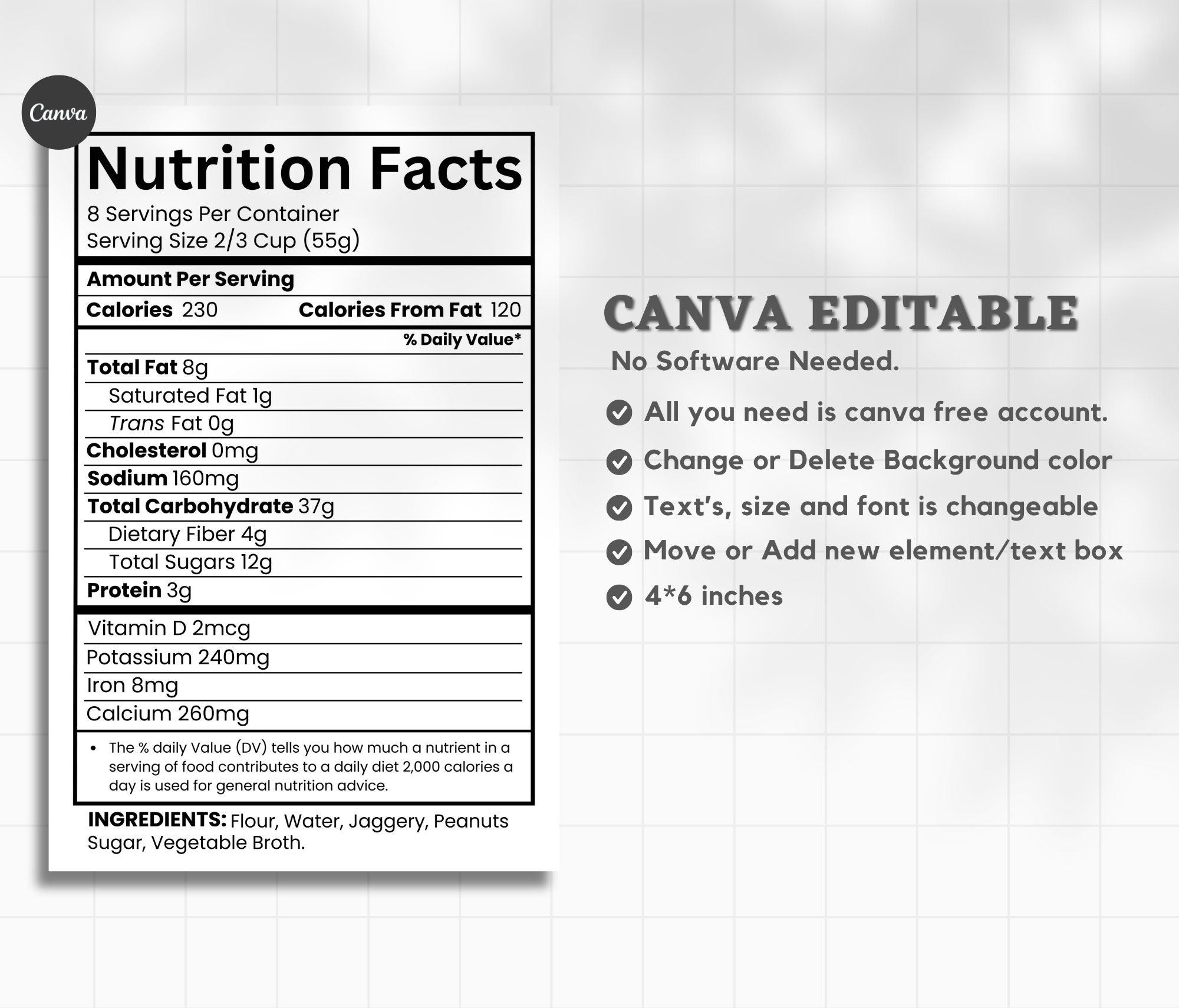 Nutrition Facts | Editable Nutrition Label | Nutritional SVG PNG Clip ...