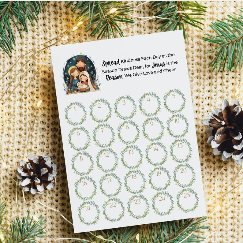 Advent Calendar for Kids, Christian Christmas Countdown, Advent Cards ...