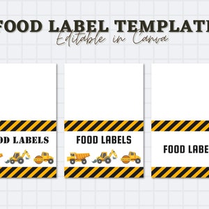 Construction Party Food Labels - Printable Construction Food Tent ...