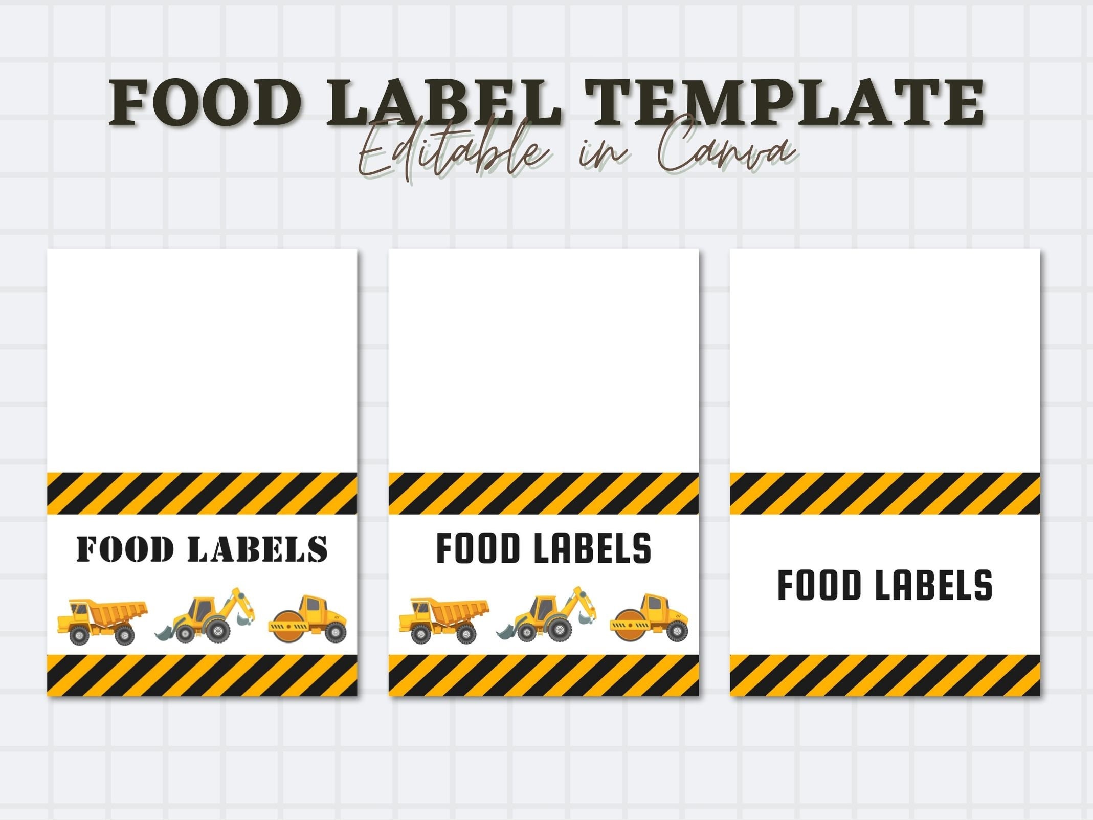 Construction Party Food Labels - Printable Construction Food Tent ...