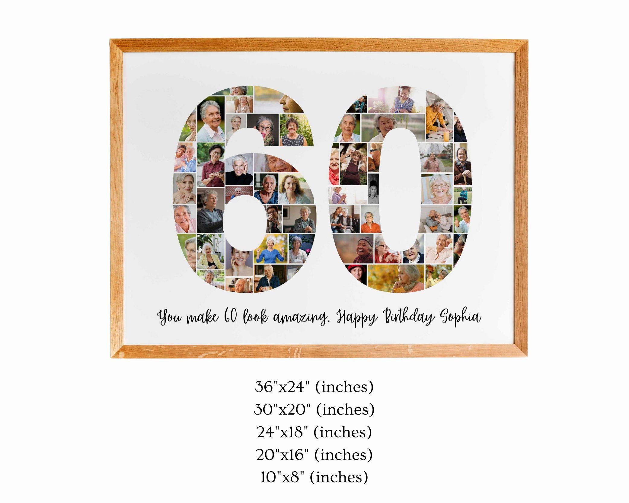 60th Birthday Photo Collage Template, Personalized 60th Birthday Gift ...