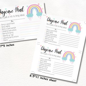 Boho Rainbow Daycare Mail - Day-care - Note From Daycare Teacher ...