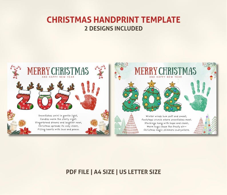 2025 Christmas Handprint Craft, Printable Poem Keepsake, Toddler and ...