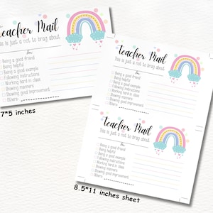 Boho Rainbow Teacher Mail - Note From the Teacher - Teacher Report ...