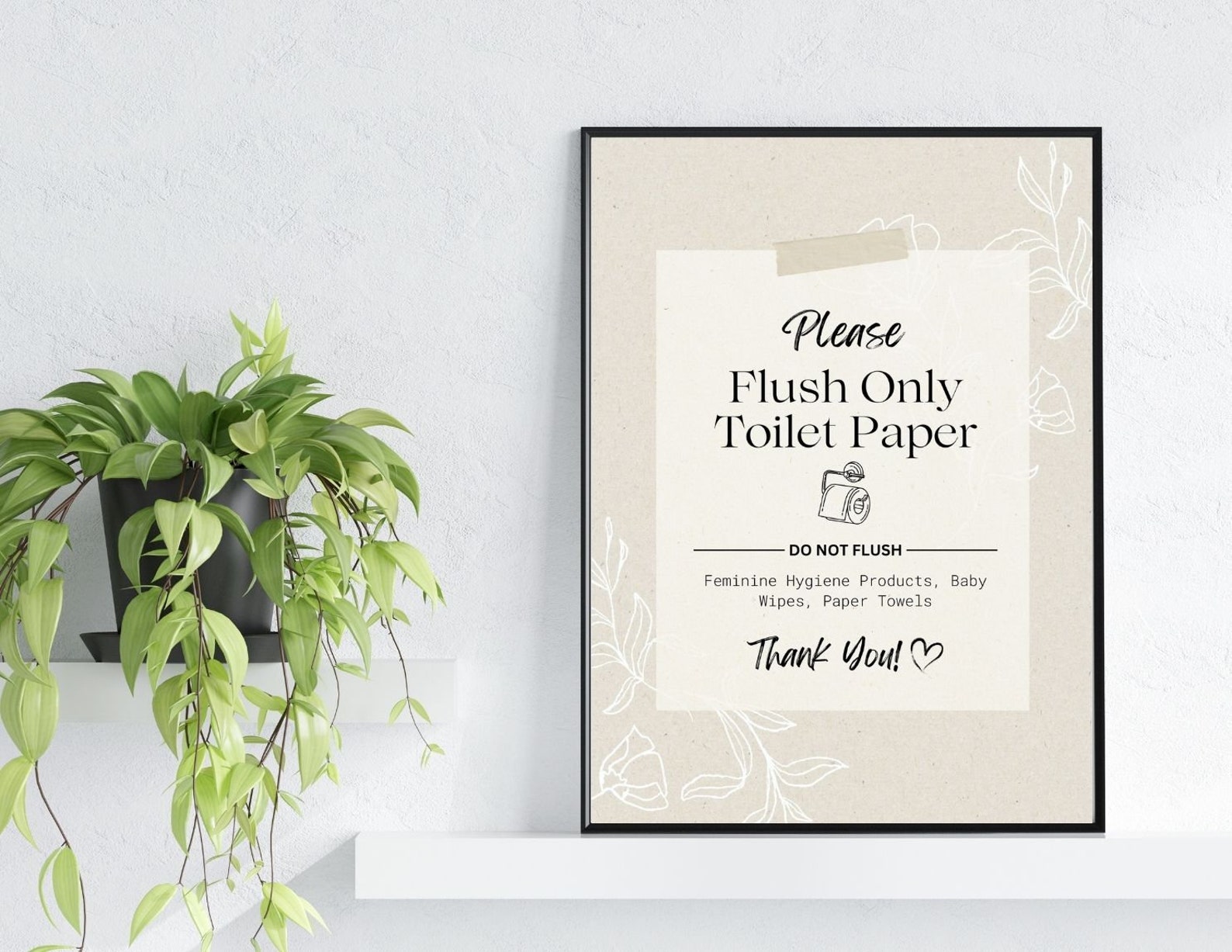 Airbnb Bathroom Sign, Flush Only Toilet Paper, Septic System, Do Not Flush Sign, Vacation Rental ...