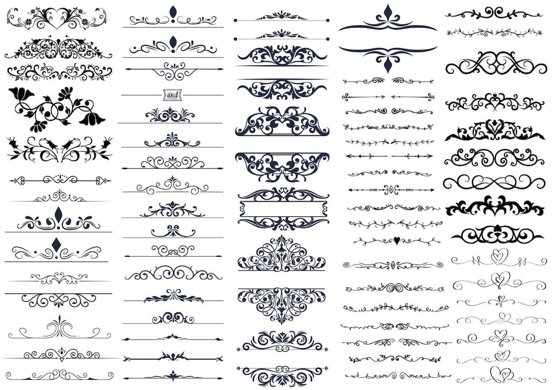 Decorative Lines Svg Bundle Png Floral Ornaments Svg Floral Svg Flourish Svg Text Divider