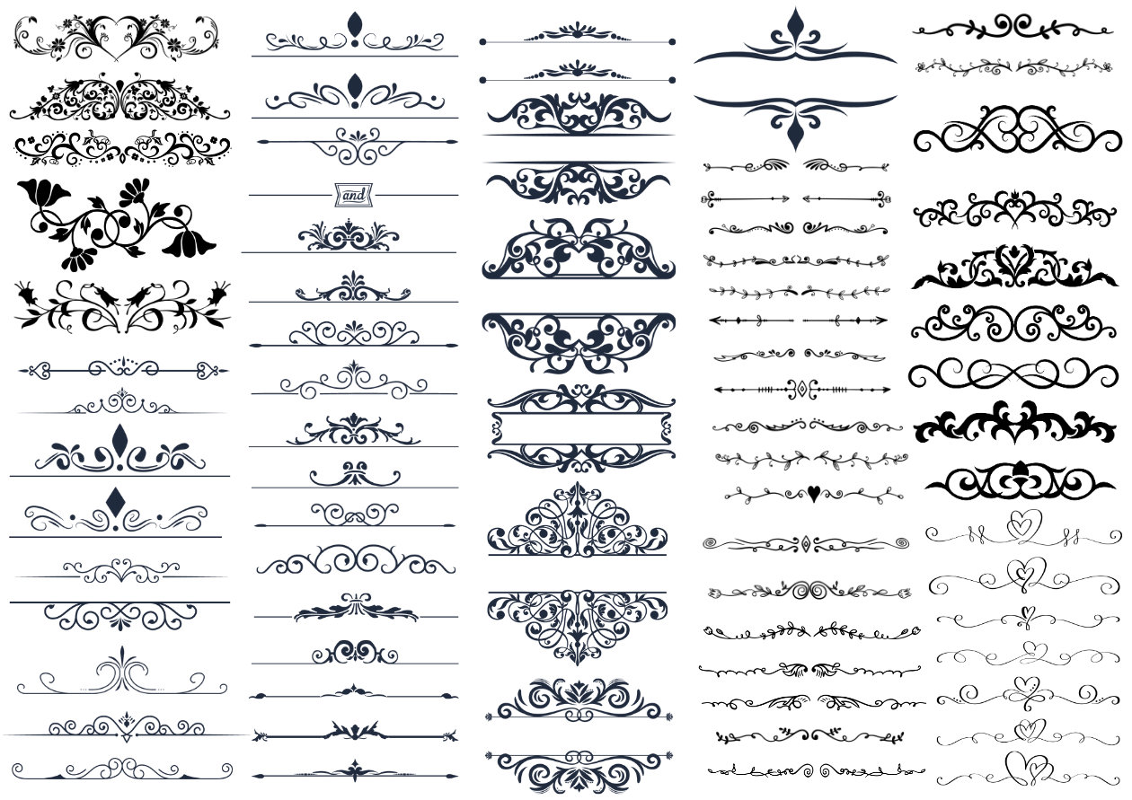 Decorative Lines SVG Bundle, PNG, Floral Ornaments Svg, Floral Svg ...