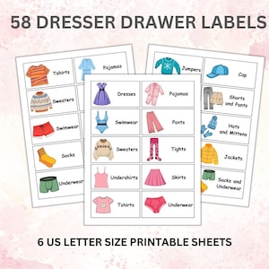 58 Kids Dresser Drawer Labels, Printable Kids Closet Storage Stickers ...