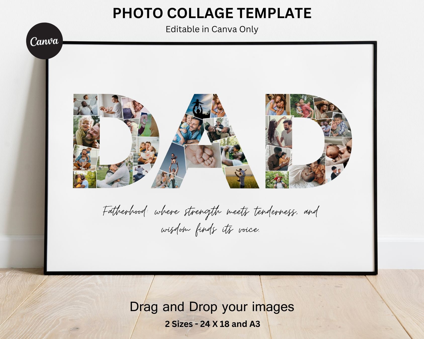Dad Photo Collage Template, Dad Picture Collage, Fathers Day Photo ...